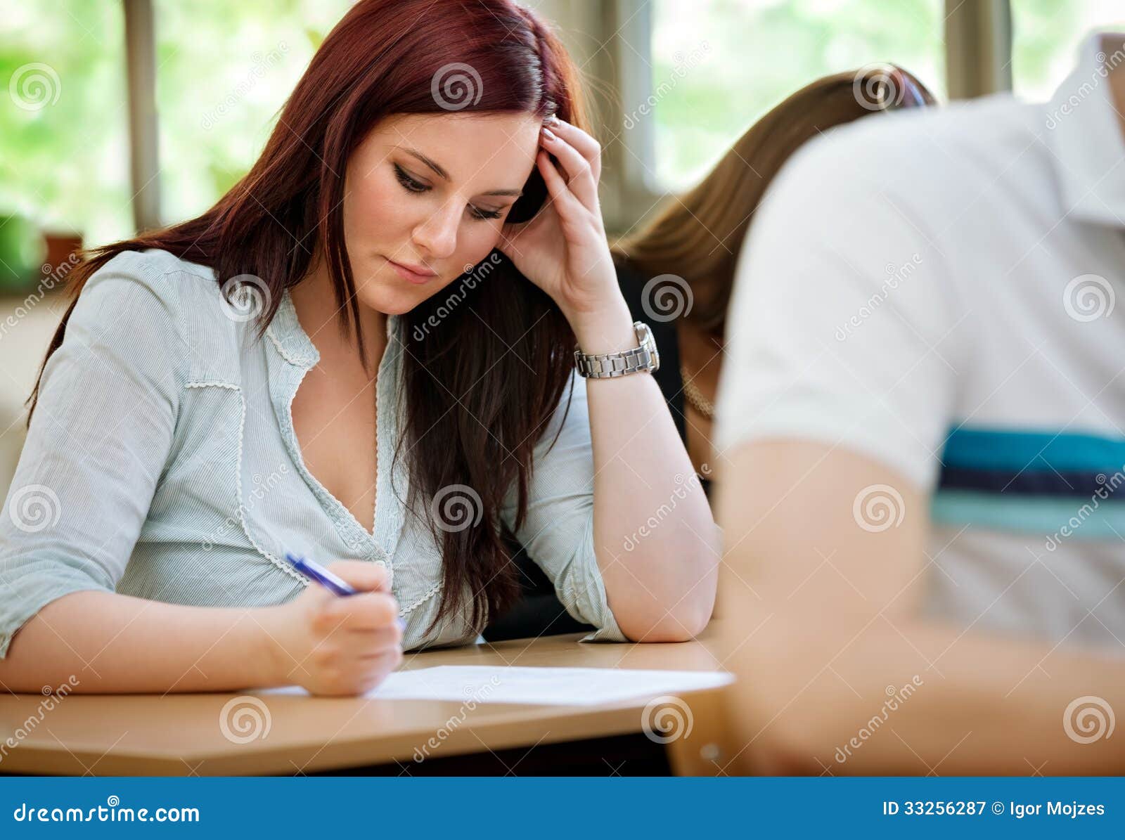 Classroom concentration stock image. Image of female - 33256287