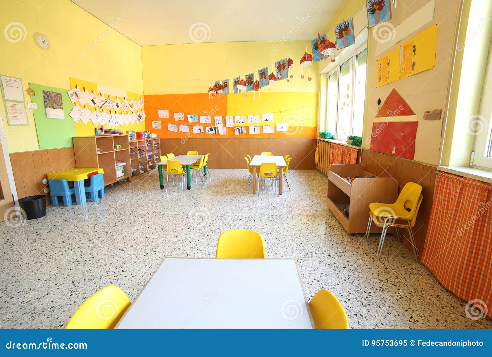 Classroom of a Daycare Center Stock Image - Image of playroom, people ...