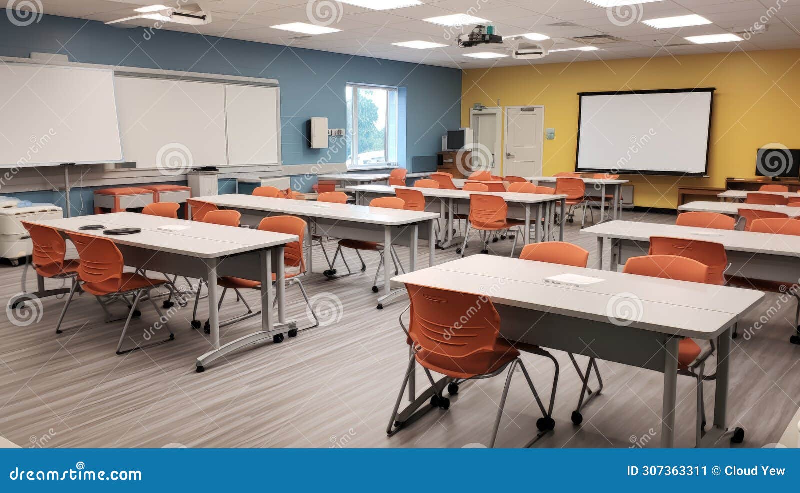 A Classroom with Desks Arranged in a U-shaped for Group Activities ...