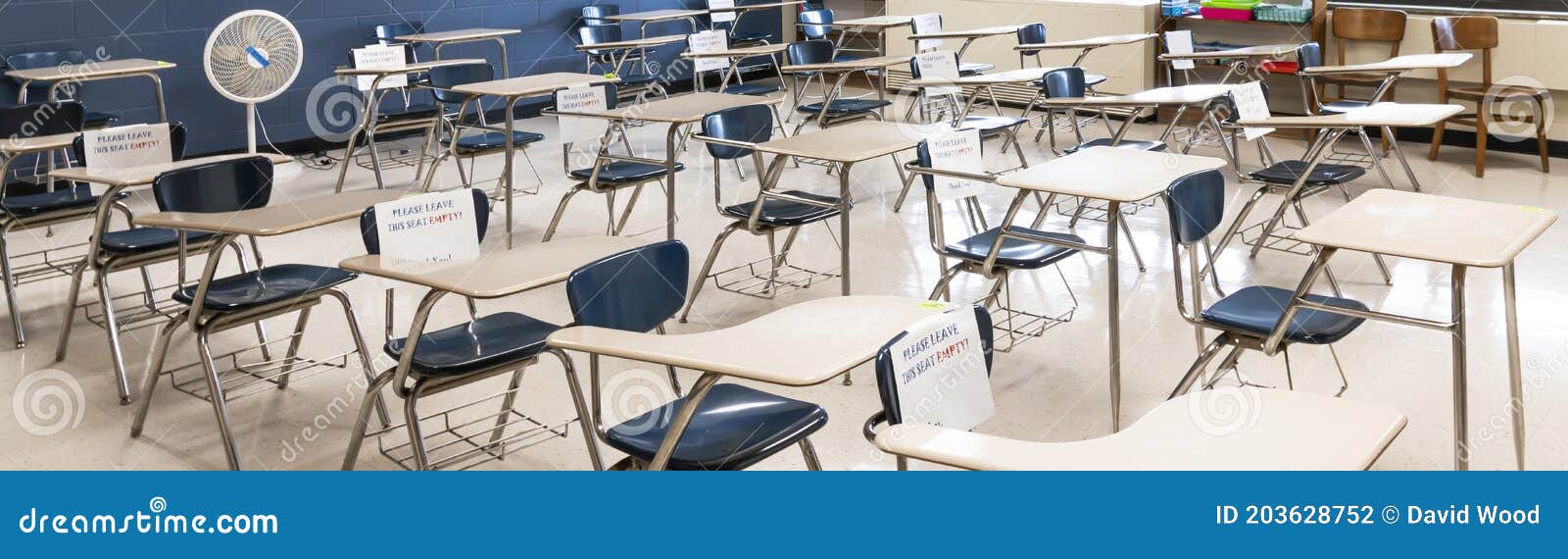 Classroom Desks Separated Six Feet Apart by Row and Marked Not ... Classroom Desks Separated Six Feet Apart by Row and Marked Not ...