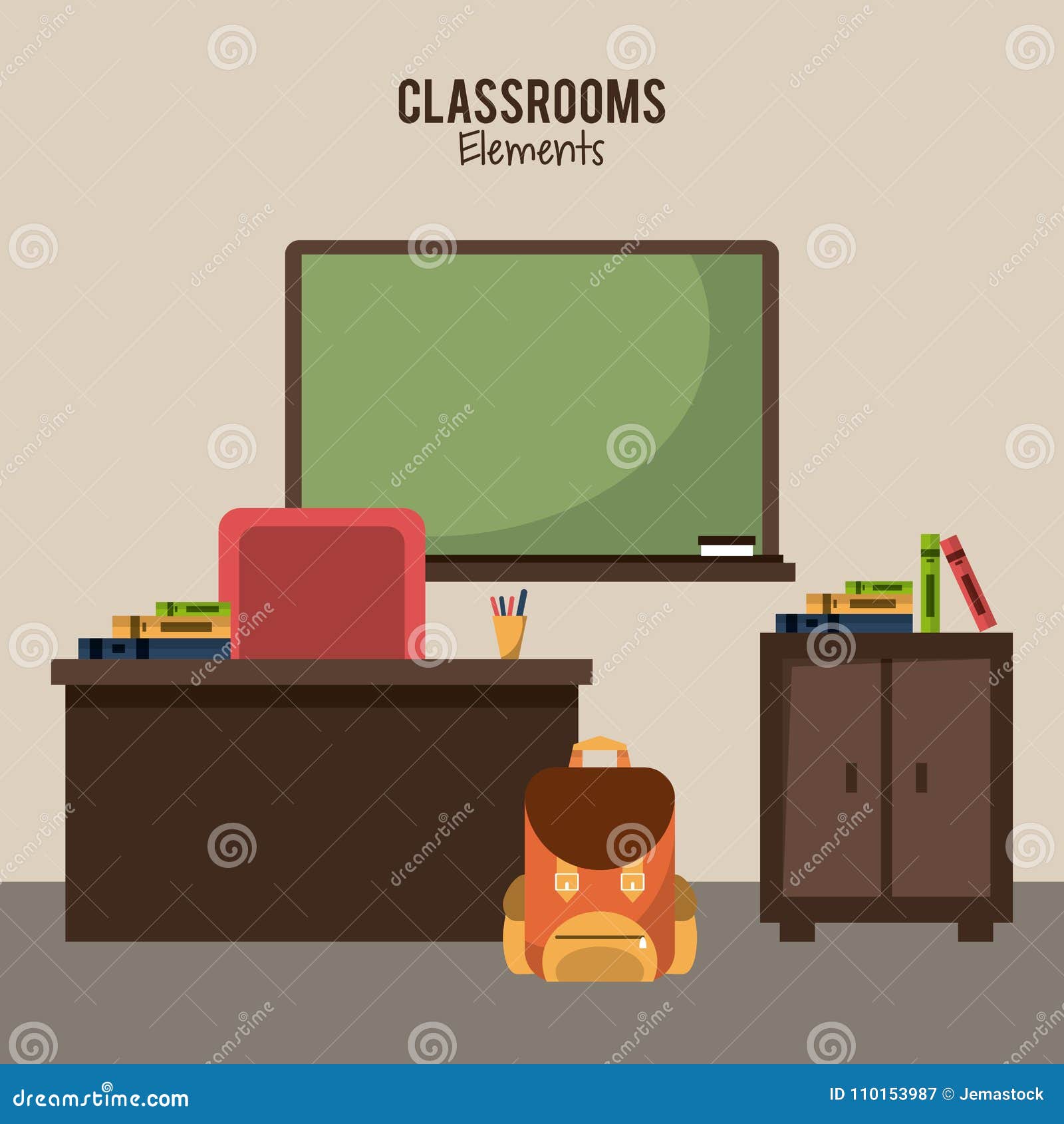 Classroom elements design stock vector. Illustration of room - 110153987