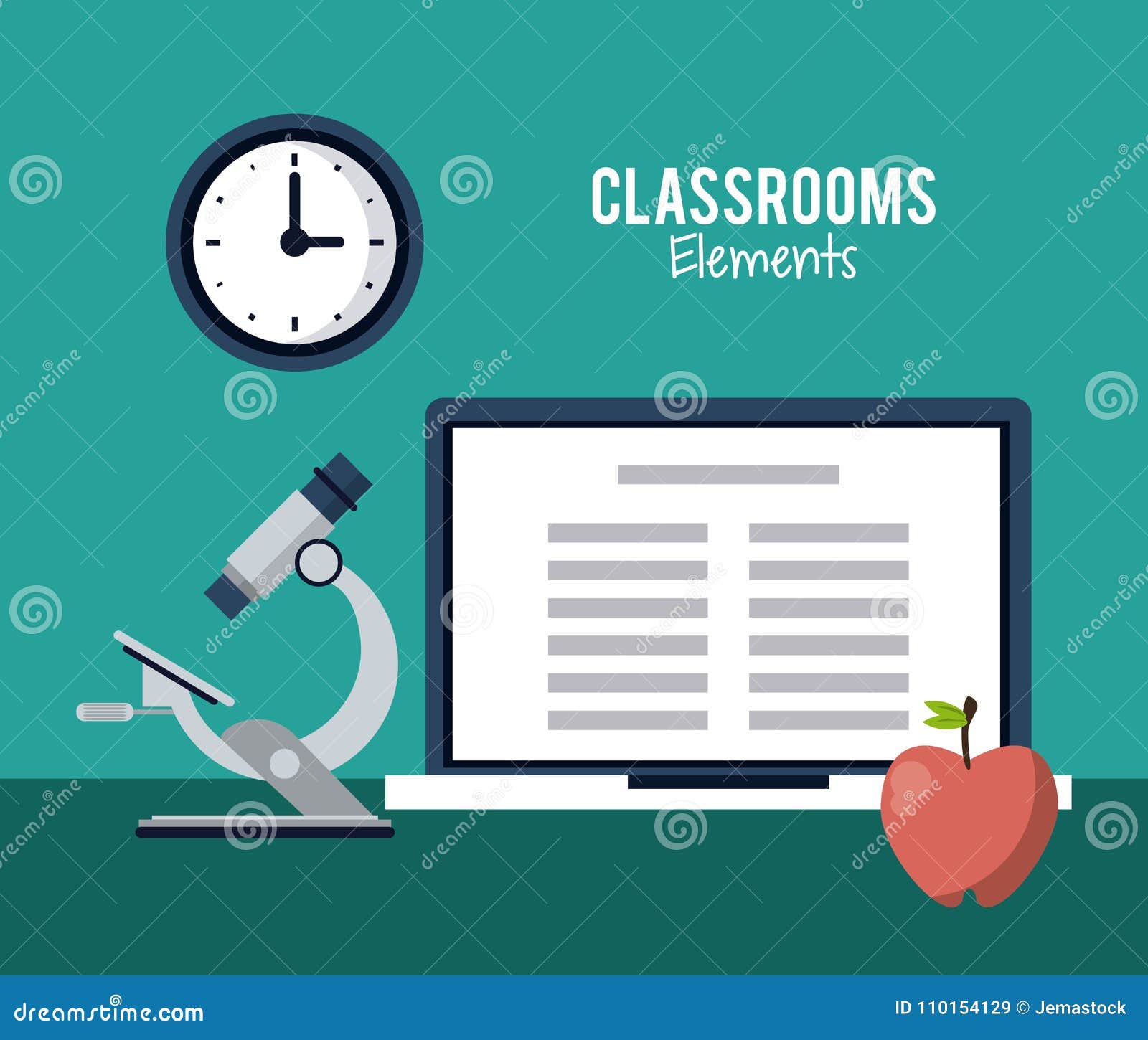 Classroom elements design stock vector. Illustration of learn - 110154129