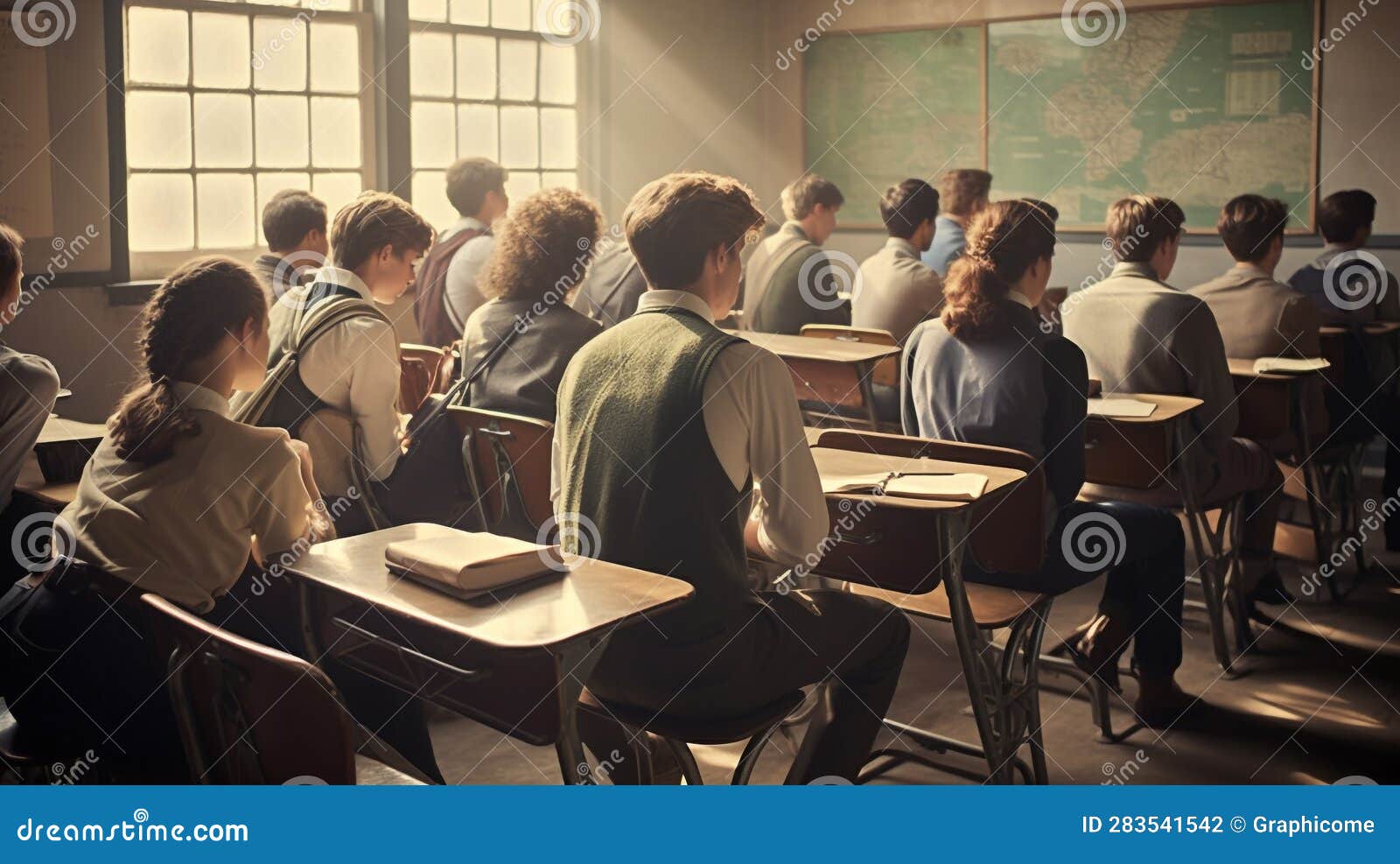 Classroom Full of Serious Students Stock Illustration - Illustration of ...