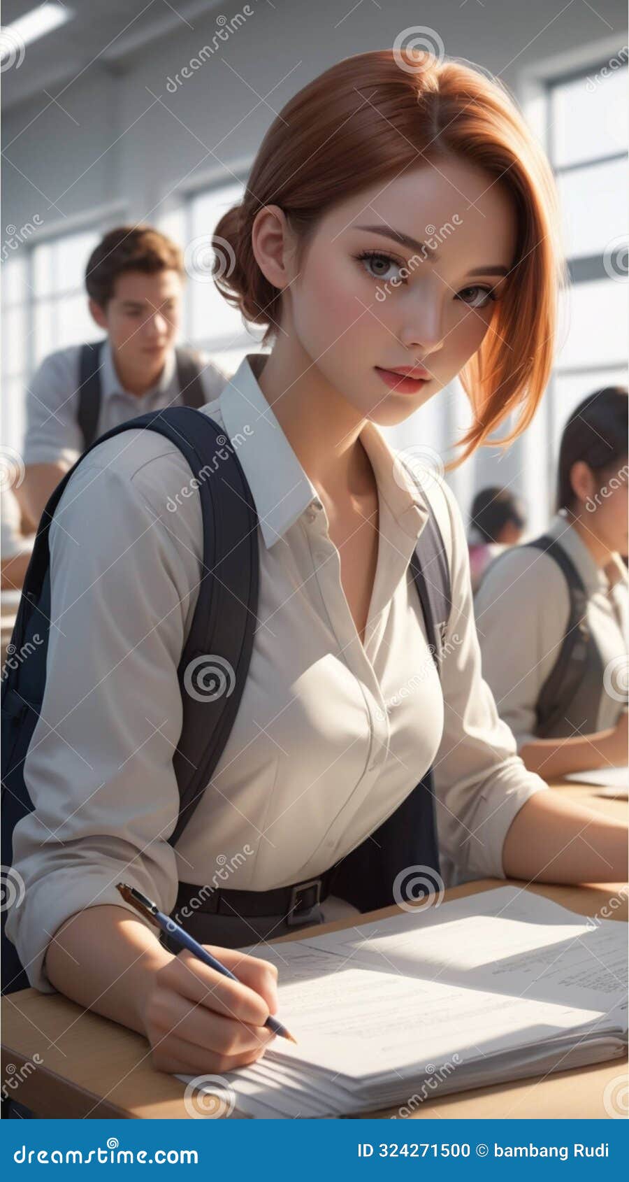 STUDENTS DILIGENTLY WORKING on EXAMS Stock Illustration - Illustration ...