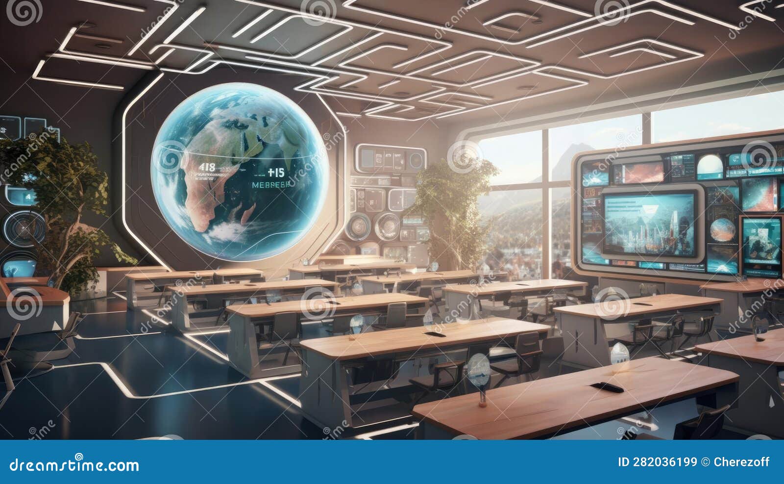 The Classroom of the Future, Empty Stock Illustration - Illustration of ...