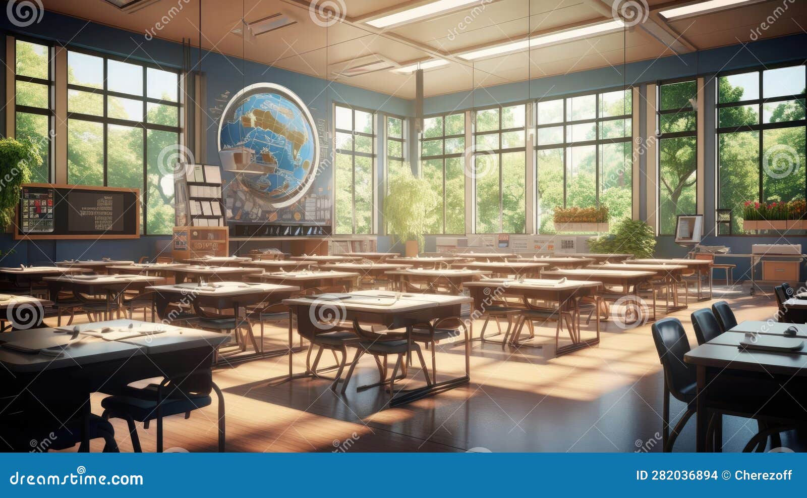 The Classroom of the Future, Empty Stock Illustration - Illustration of ...