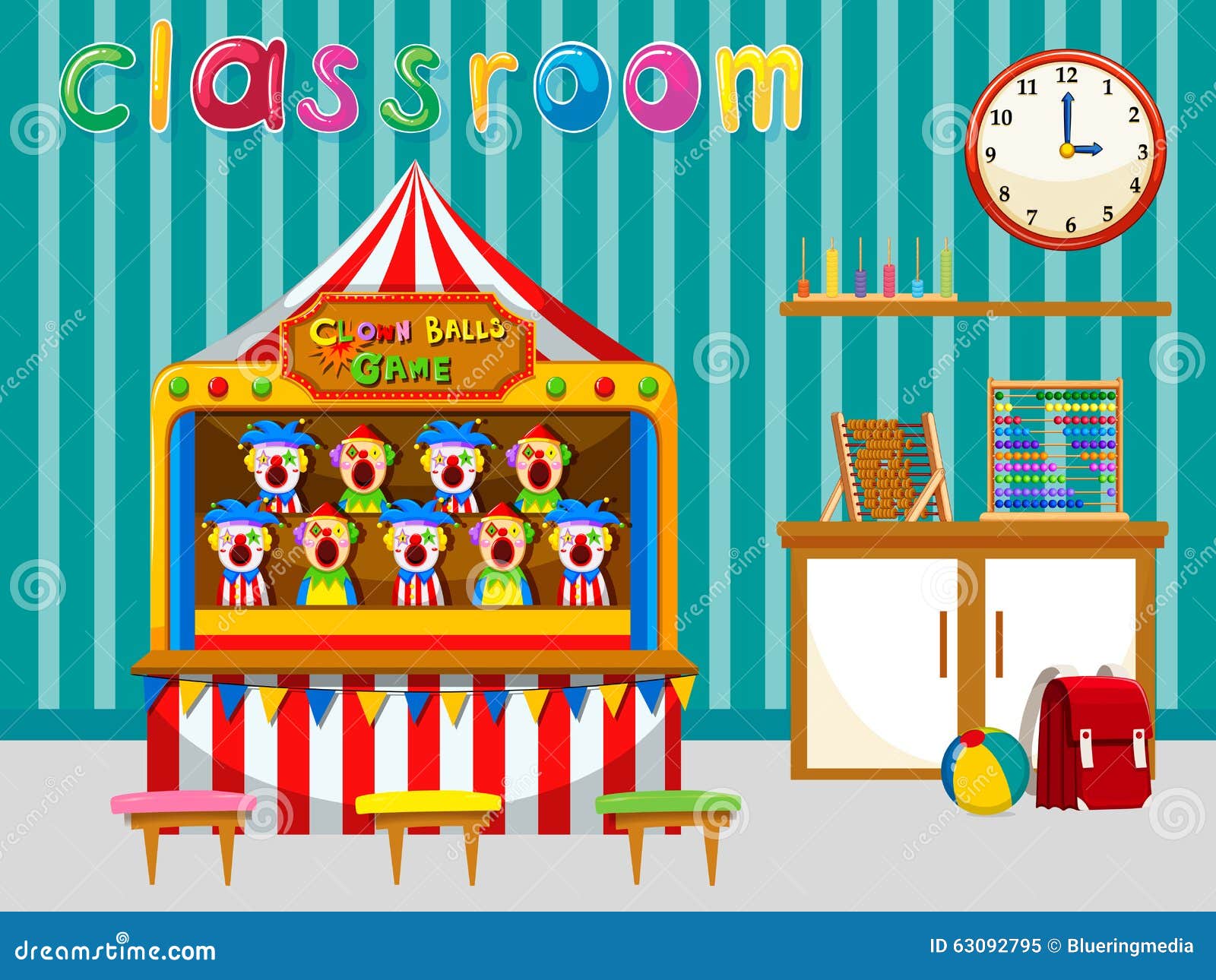 Classroom with Game and Tools Stock Vector - Illustration of secondary ...