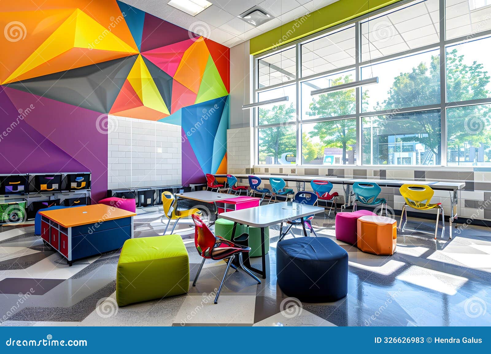 Classroom In A Geometric School Building With Innovative Design And ...