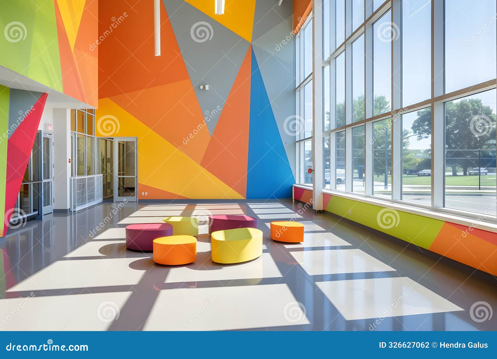 Classroom in a Geometric School Building with Innovative Design and ...