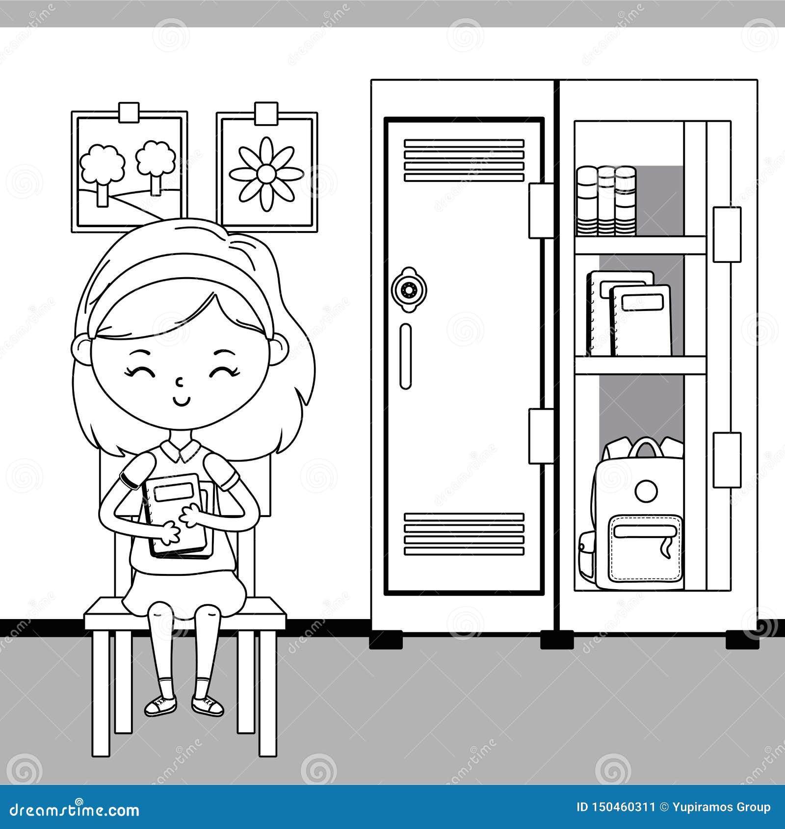 Classroom and Girl of School Design Stock Vector - Illustration of ...