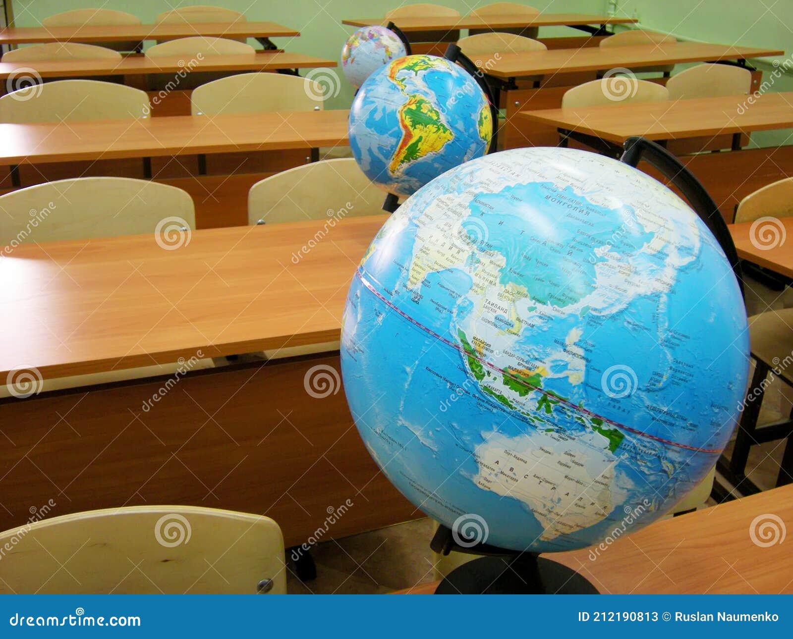 School Globes Of The Planet Earth With A World Map. Back To School ...