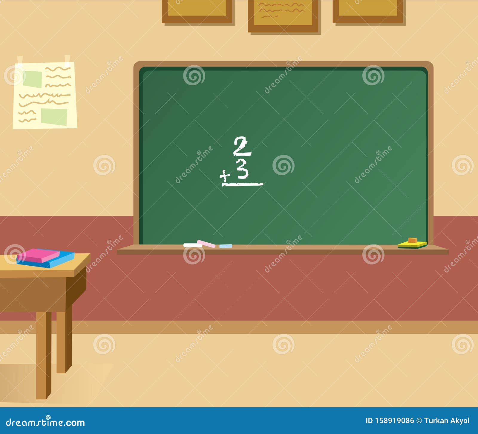 Classroom, Green Board and Math Question Stock Vector - Illustration of ...