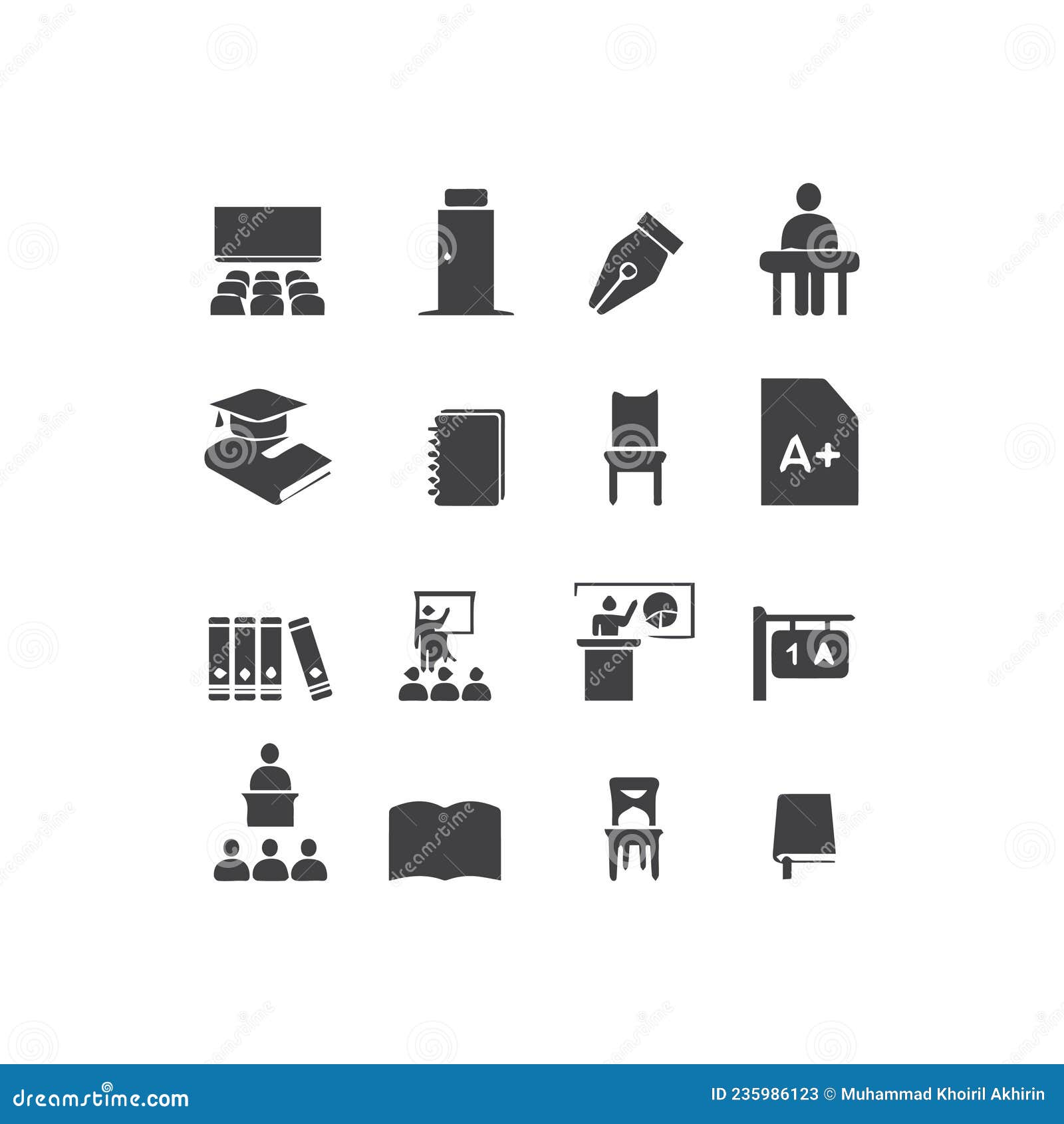 Classroom Icons of Various Shapes and Functions Stock Illustration ...