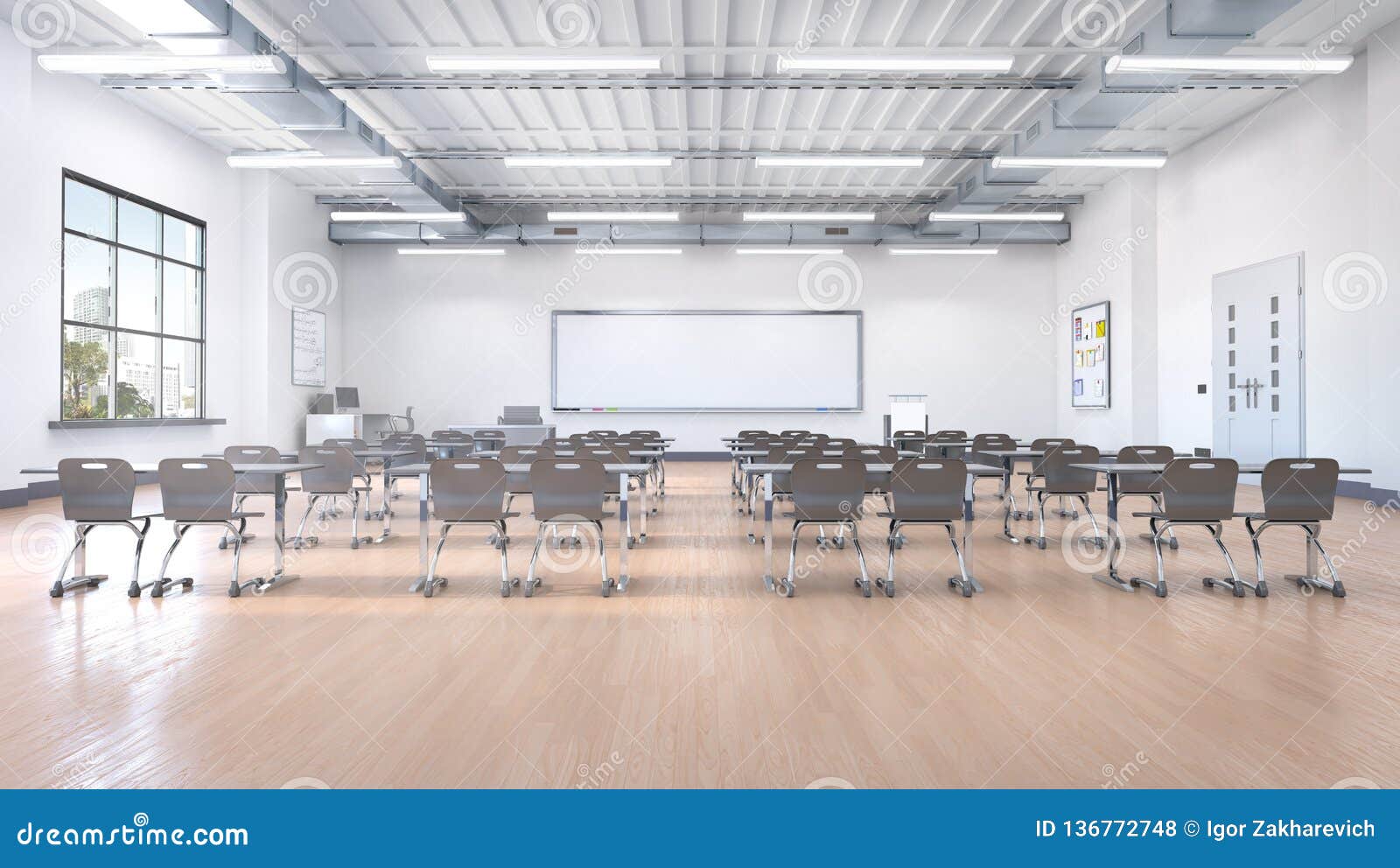 Classroom Interior. 3D Illustration Stock Illustration - Illustration ...