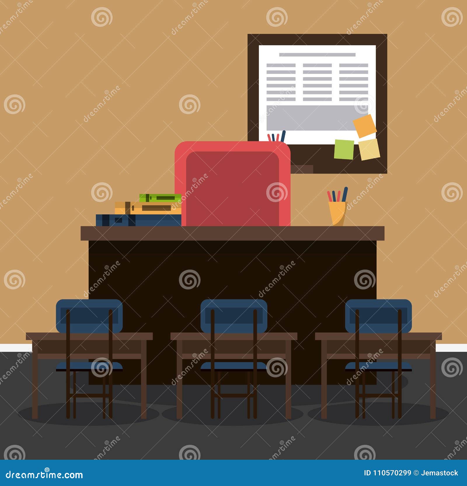Classroom interior room stock vector. Illustration of study - 110570299