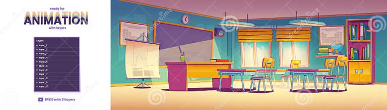 Classroom Interior Template Ready for Animation Stock Vector ...