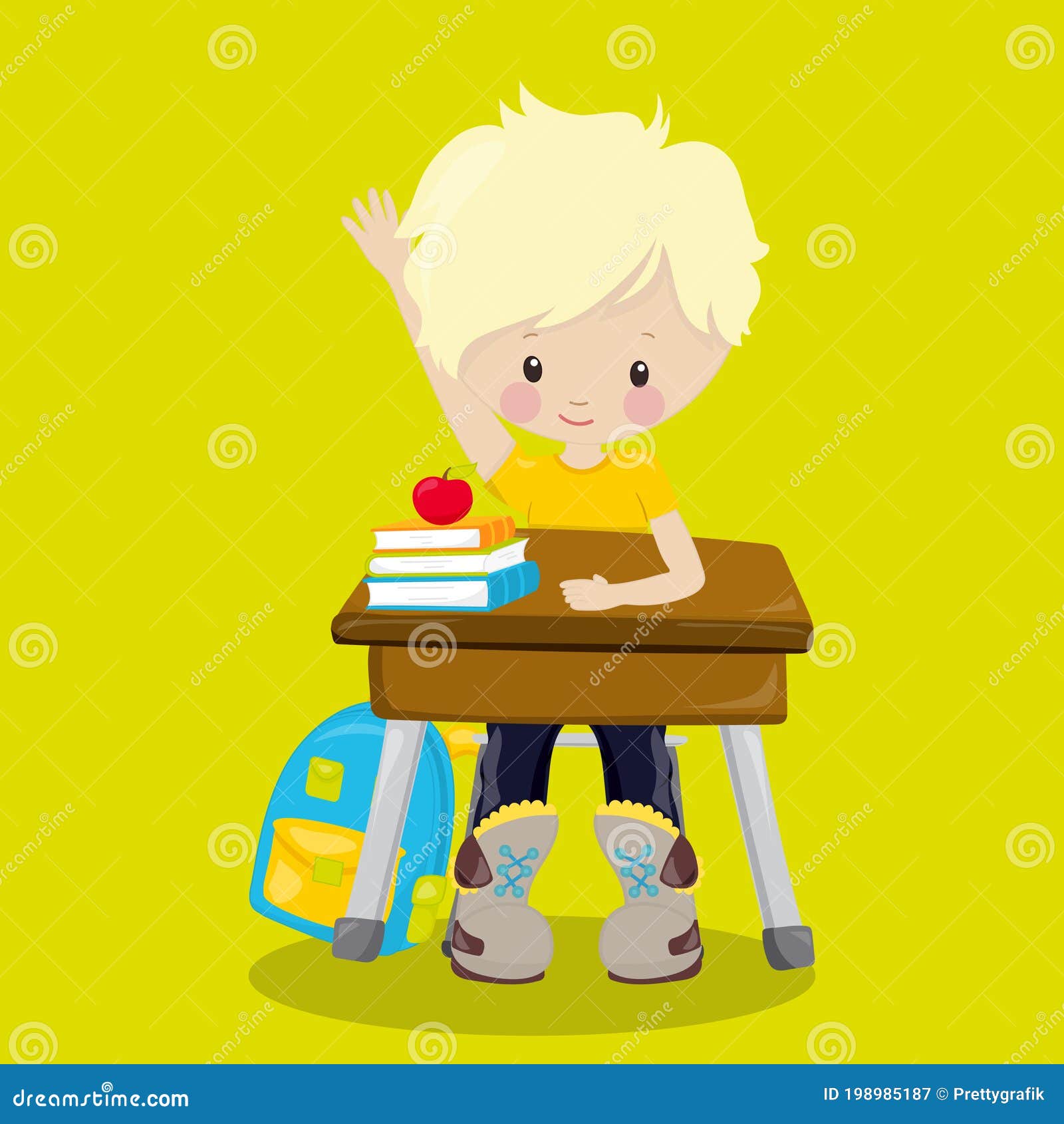 Classroom Kids Boy Blond Right Hand Up 13 Stock Vector - Illustration ...