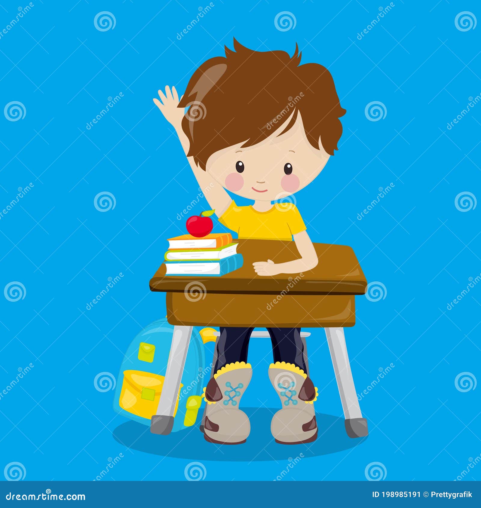 Classroom Kids Boy Brown Right Hand Up 15 Stock Vector - Illustration ...