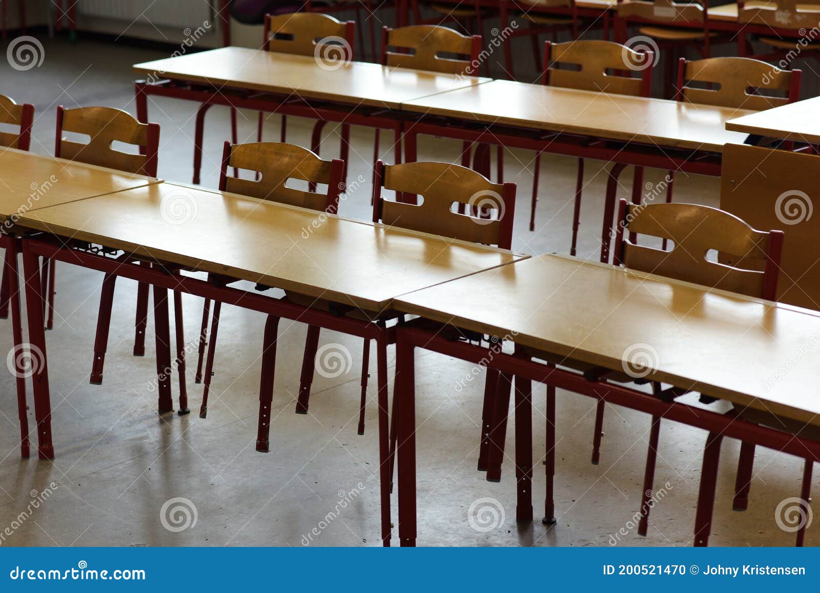 Classroom for Kids with Clean Table and Chairs Stock Photo - Image of ...