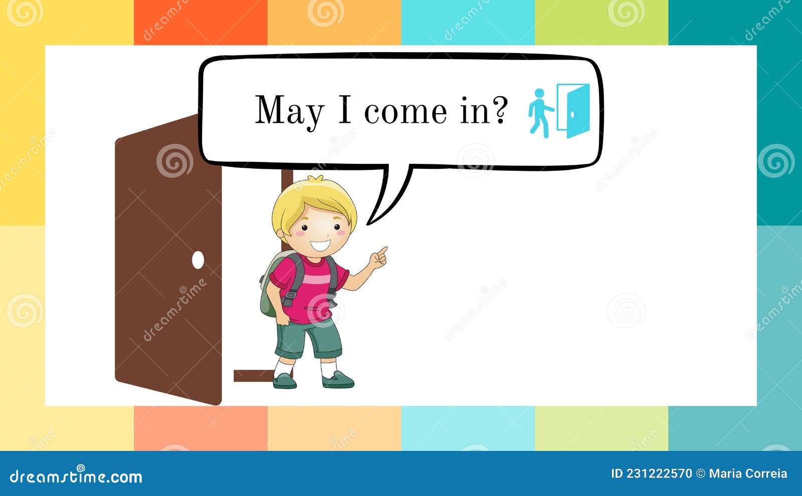 Classroom Language Illustrated Card in English Stock Illustration ...