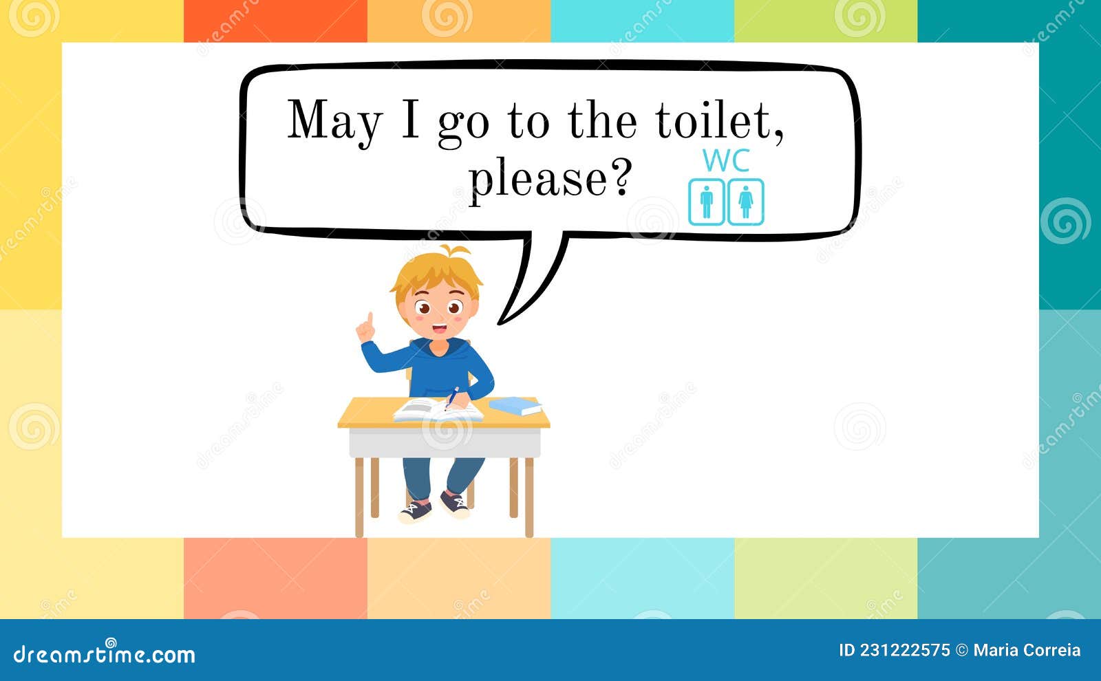 Classroom Language Illustrated Card in English Stock Illustration ...