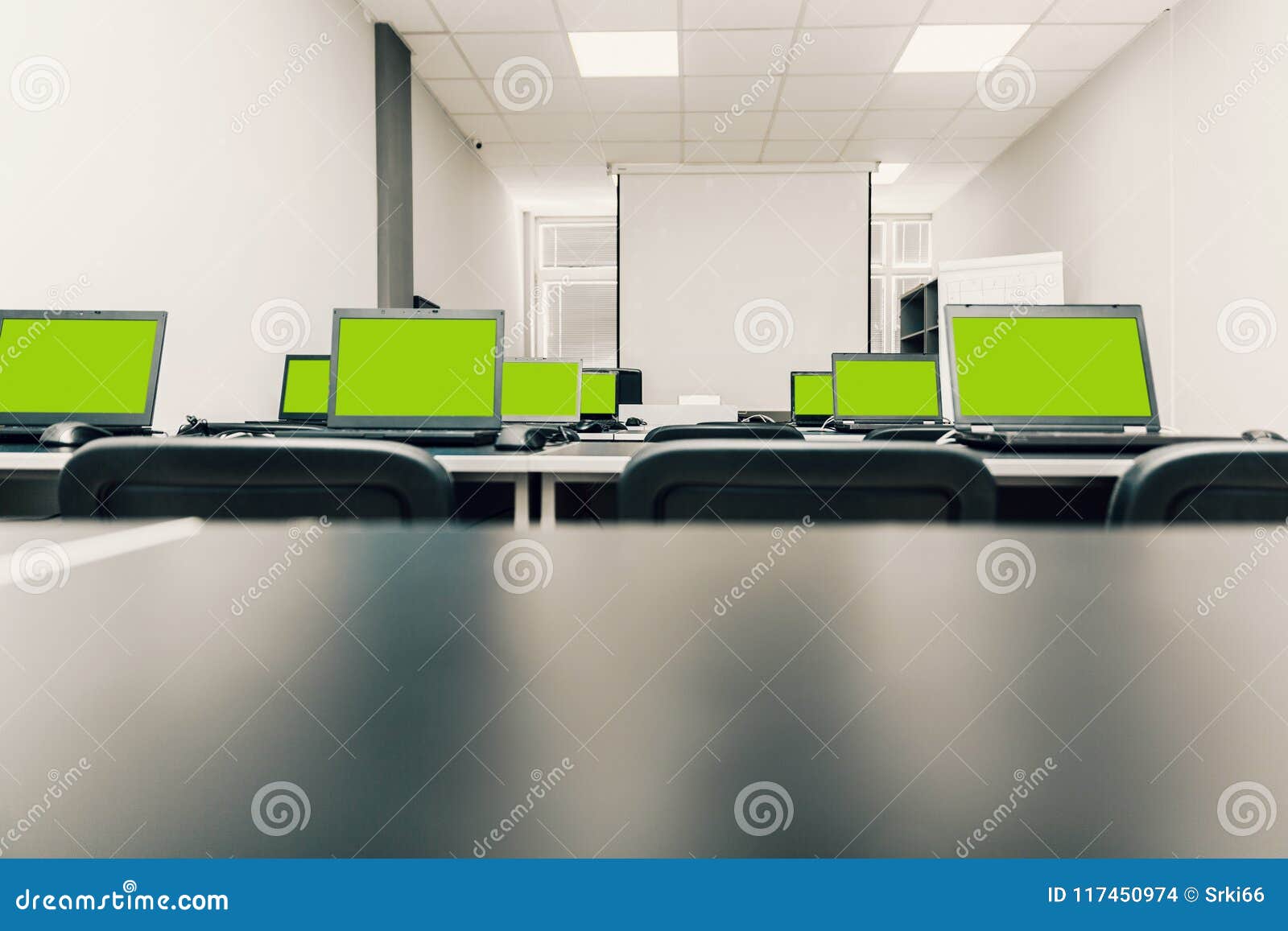 Classroom with laptops stock photo. Image of classroom - 117450974