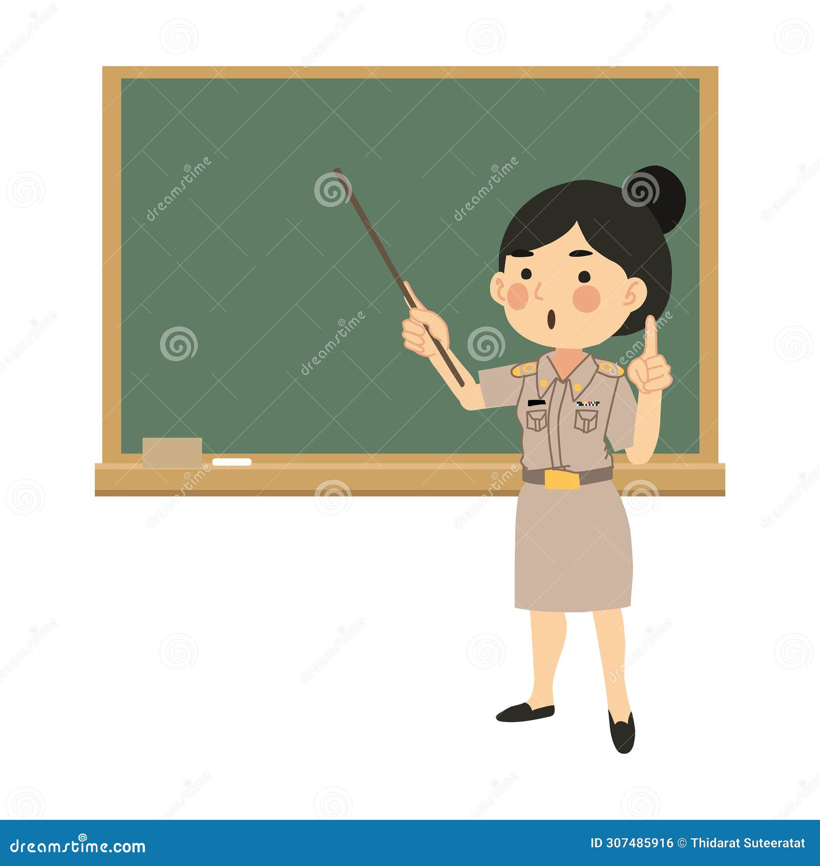 Classroom Learning. Asian Woman Educator Teaching with Pointer Stick ...