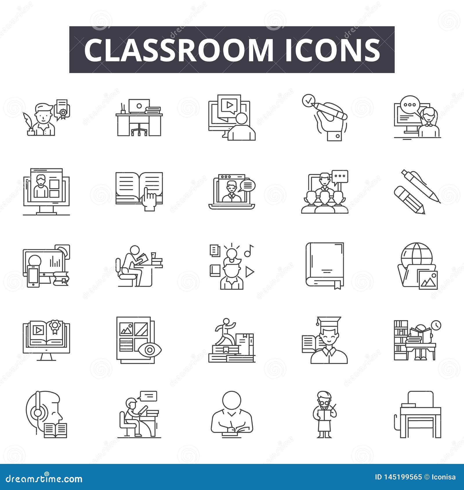 Classroom Line Icon Concept. Classroom Vector Linear Illustration ...