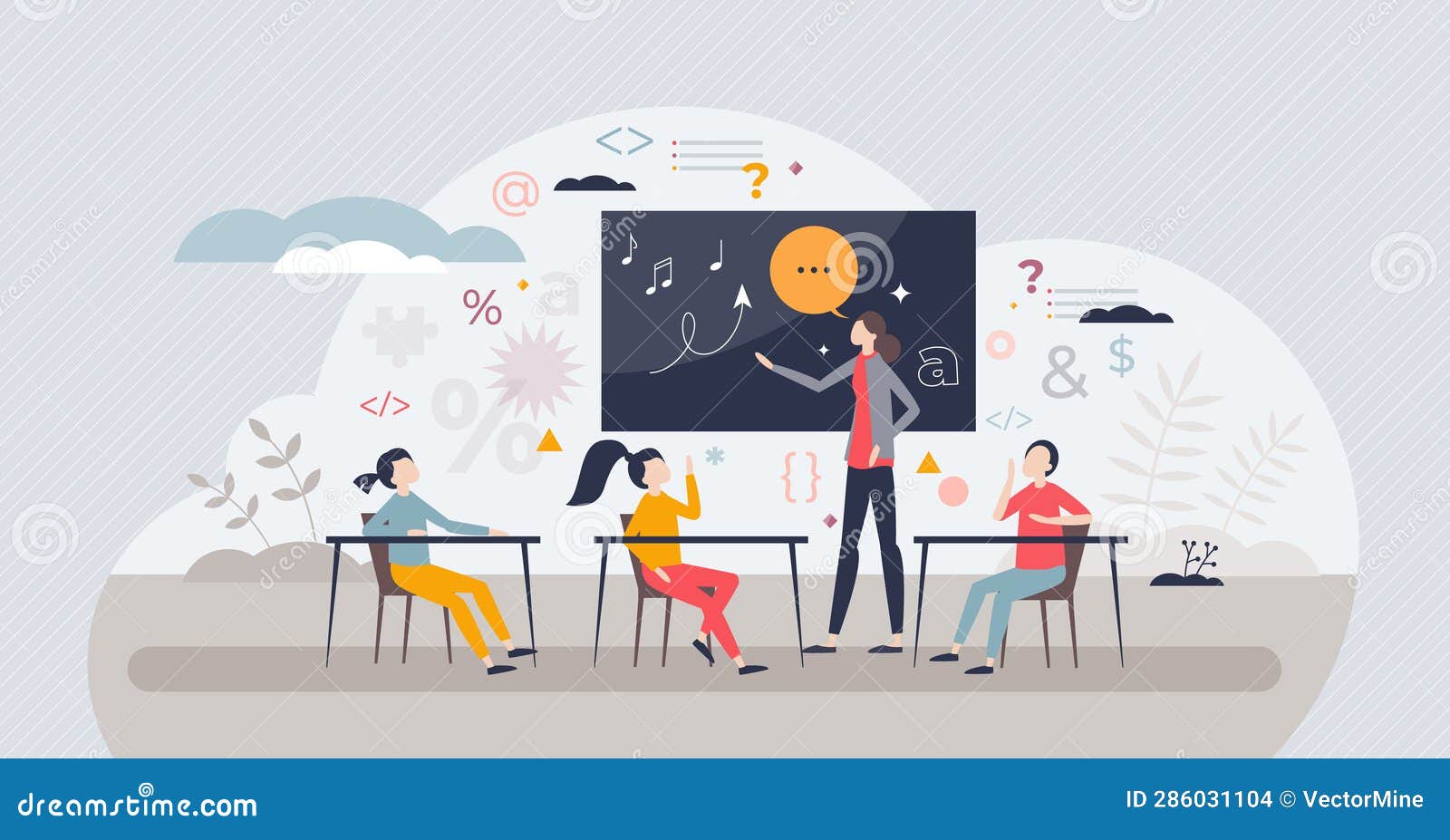 Classroom Management and Education Teaching Process Tiny Person Concept ...