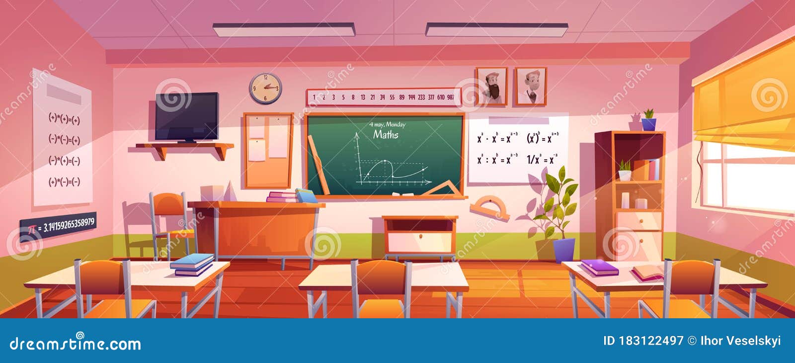 Classroom for Mathematics Learning in School Stock Illustration ...