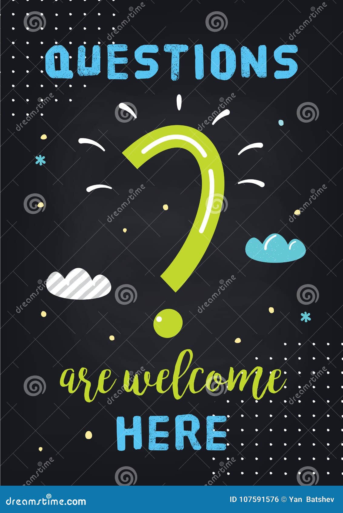 Classroom Motivational Poster on Questions and Learning. Chalkboard ...