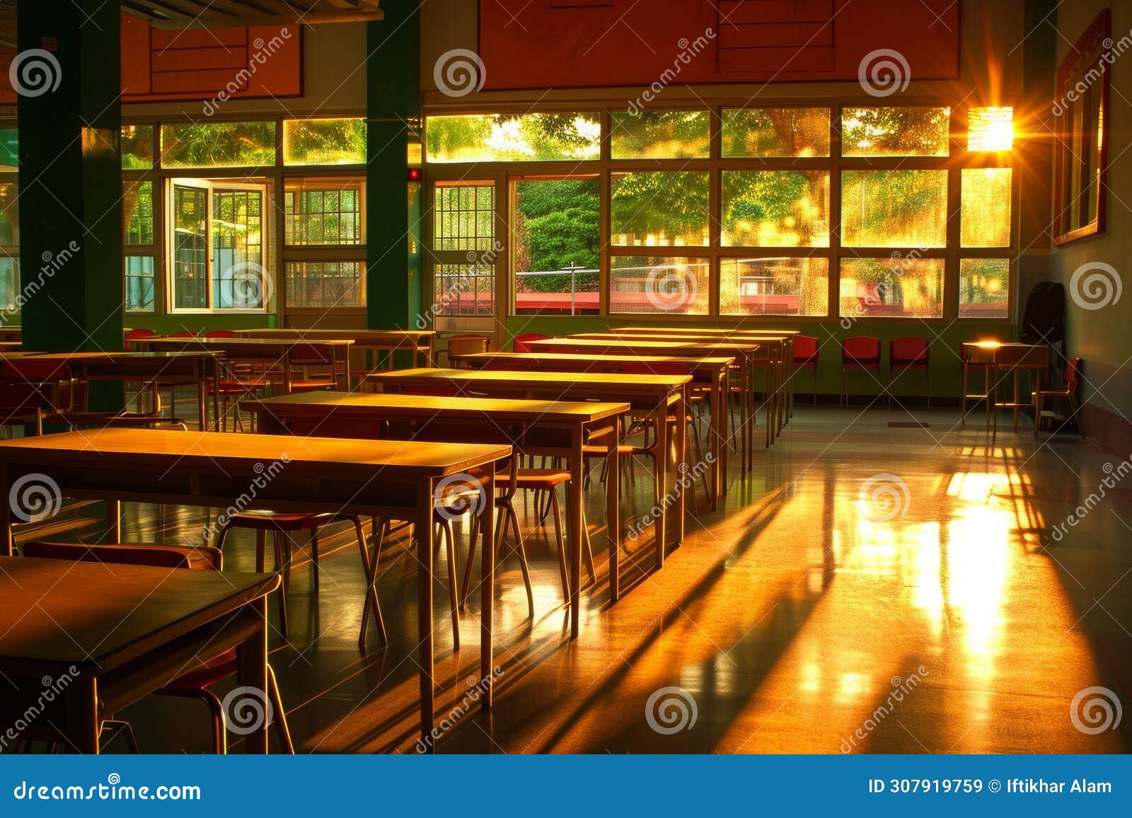 A Classroom with Multiple Desks and Chairs, an Empty Classroom at ...