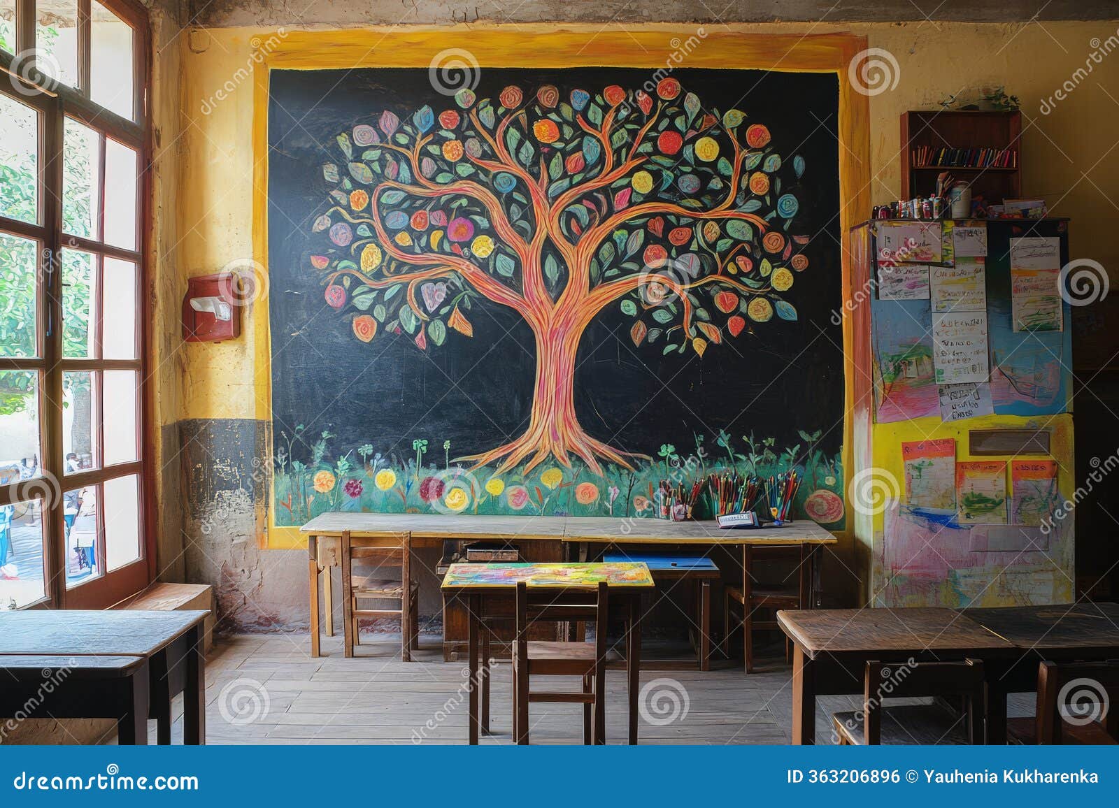 Classroom Mural of Knowledge Stock Illustration - Illustration of ...