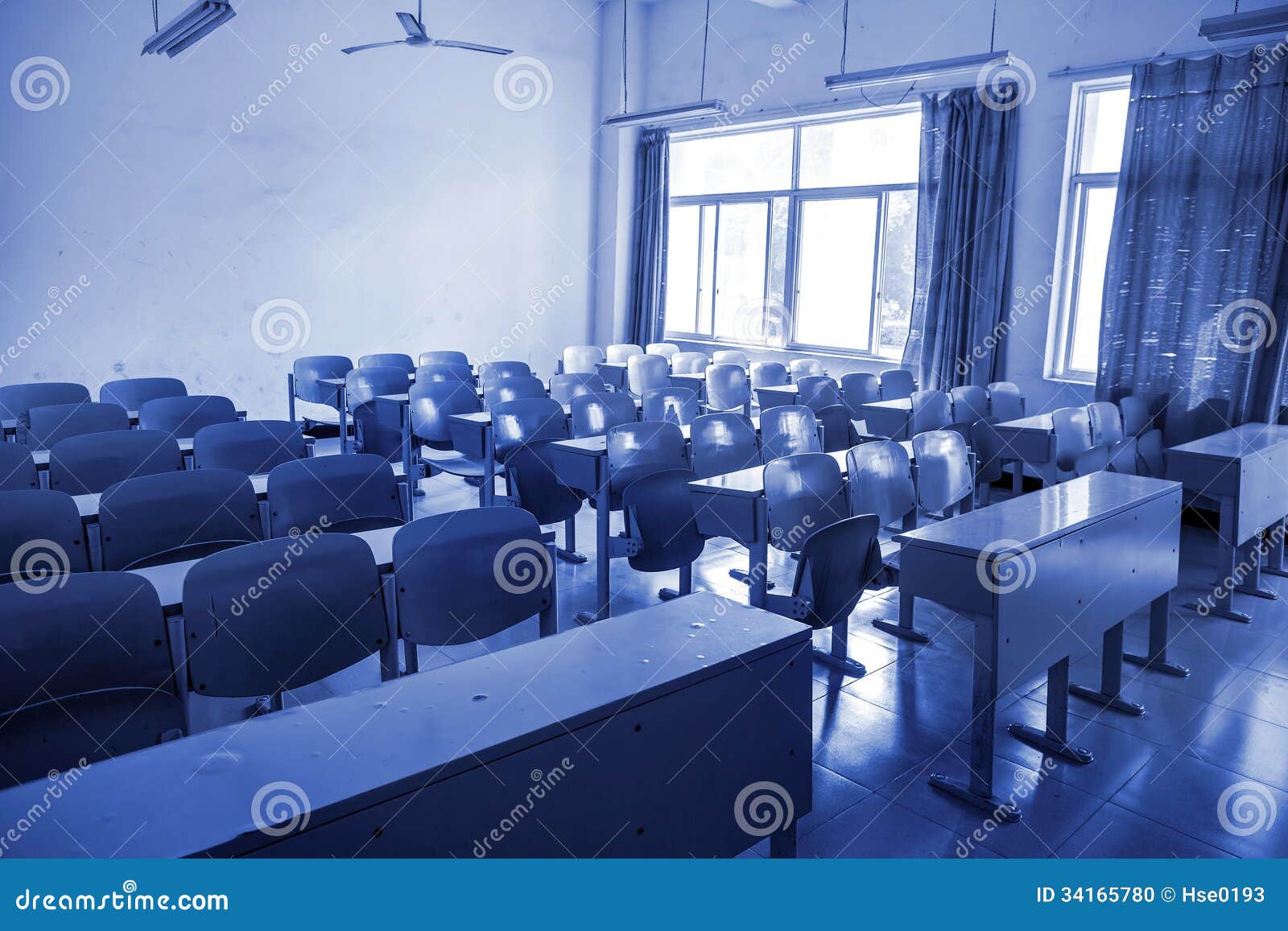 Classroom stock photo. Image of interior, blue, chair - 34165780