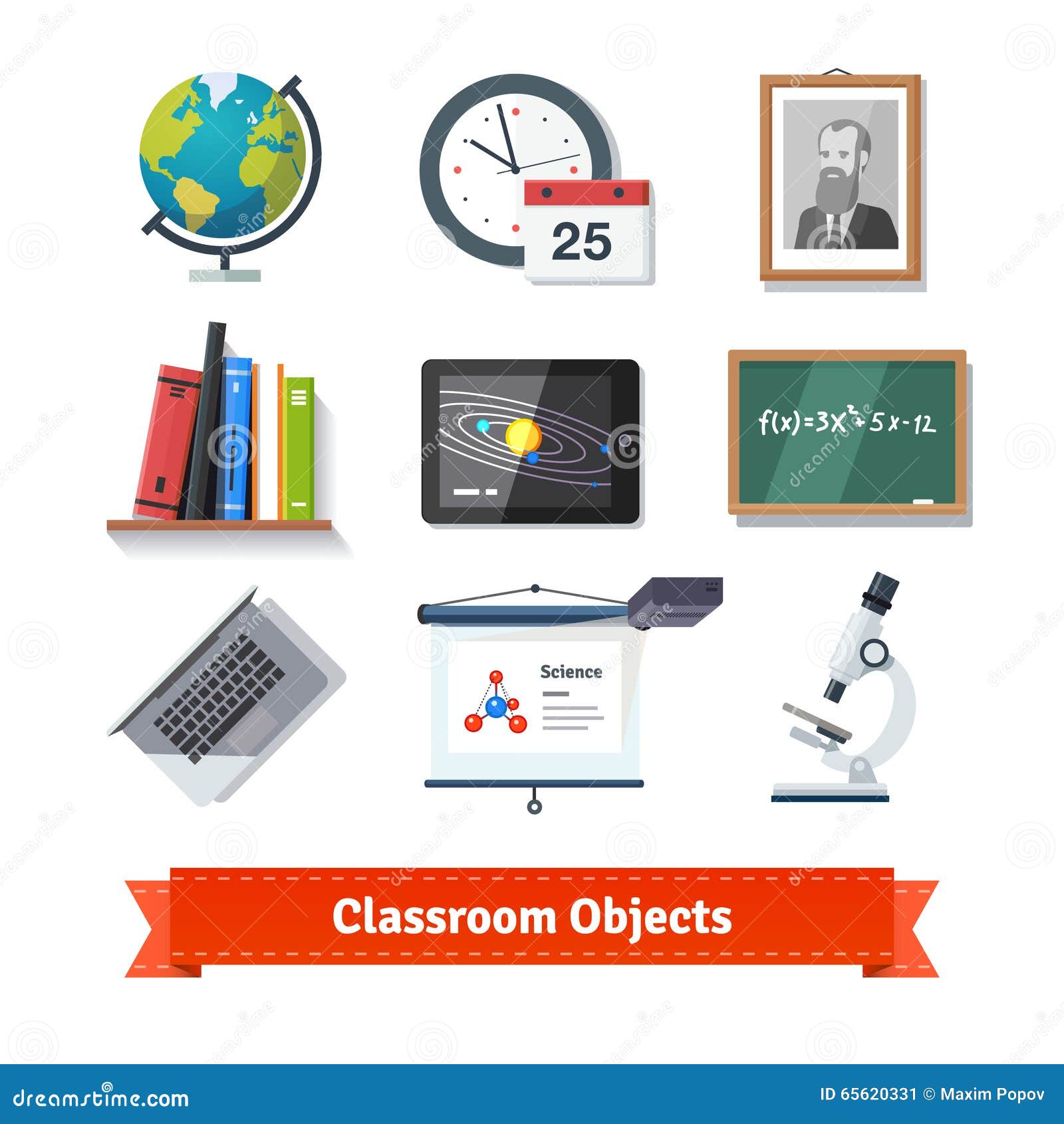 Classroom Objects Colourful Flat Icon Set Stock Vector - Illustration ... Classroom Objects Colourful Flat Icon Set Stock Vector - Illustration ...