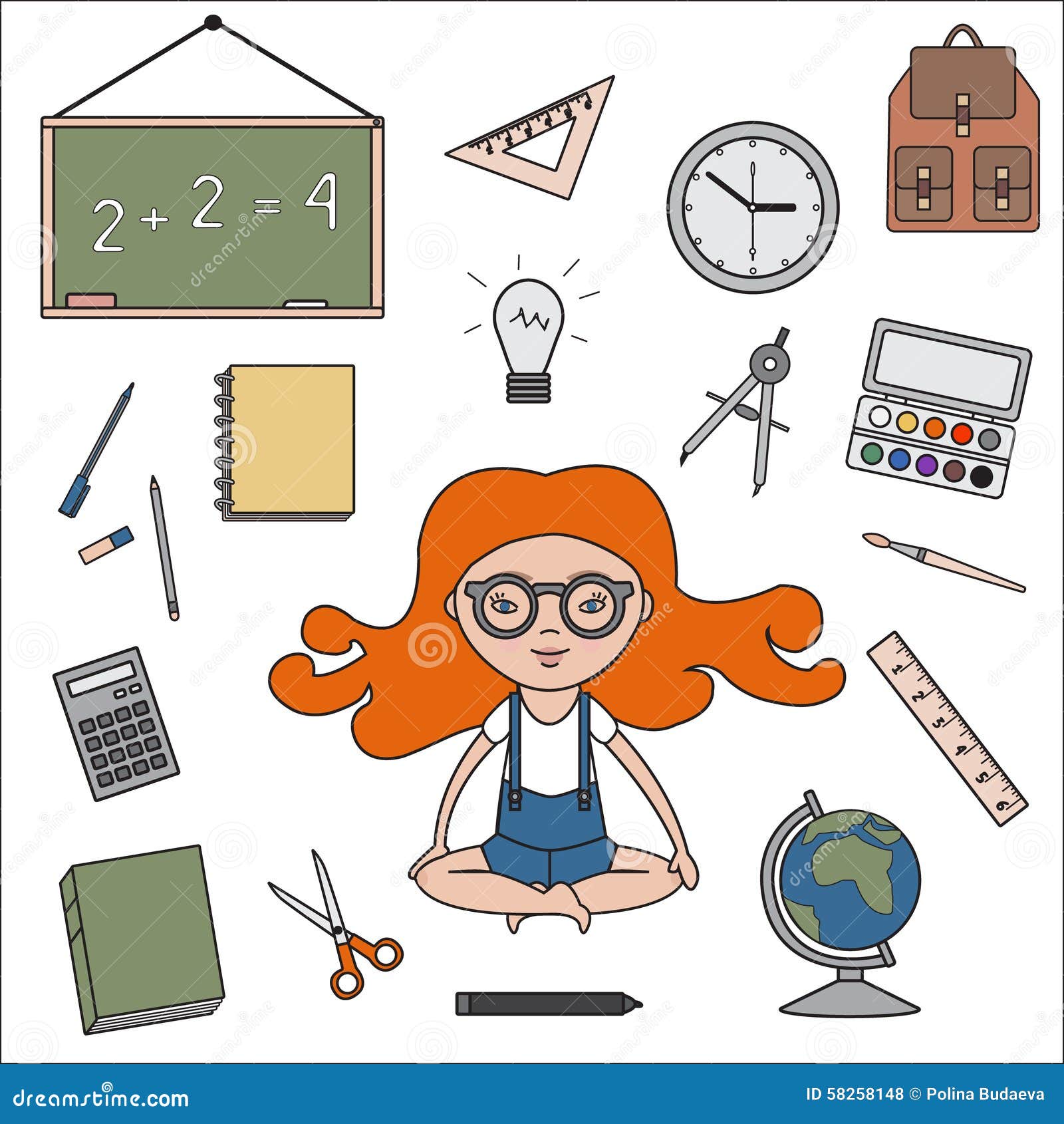 Classroom Objects Outline Icons Stock Vector - Illustration of reading ...