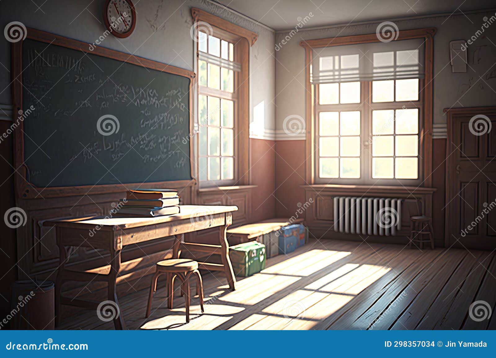 Classroom in the Old School Style. 3D Rendering. Illustration Stock ...