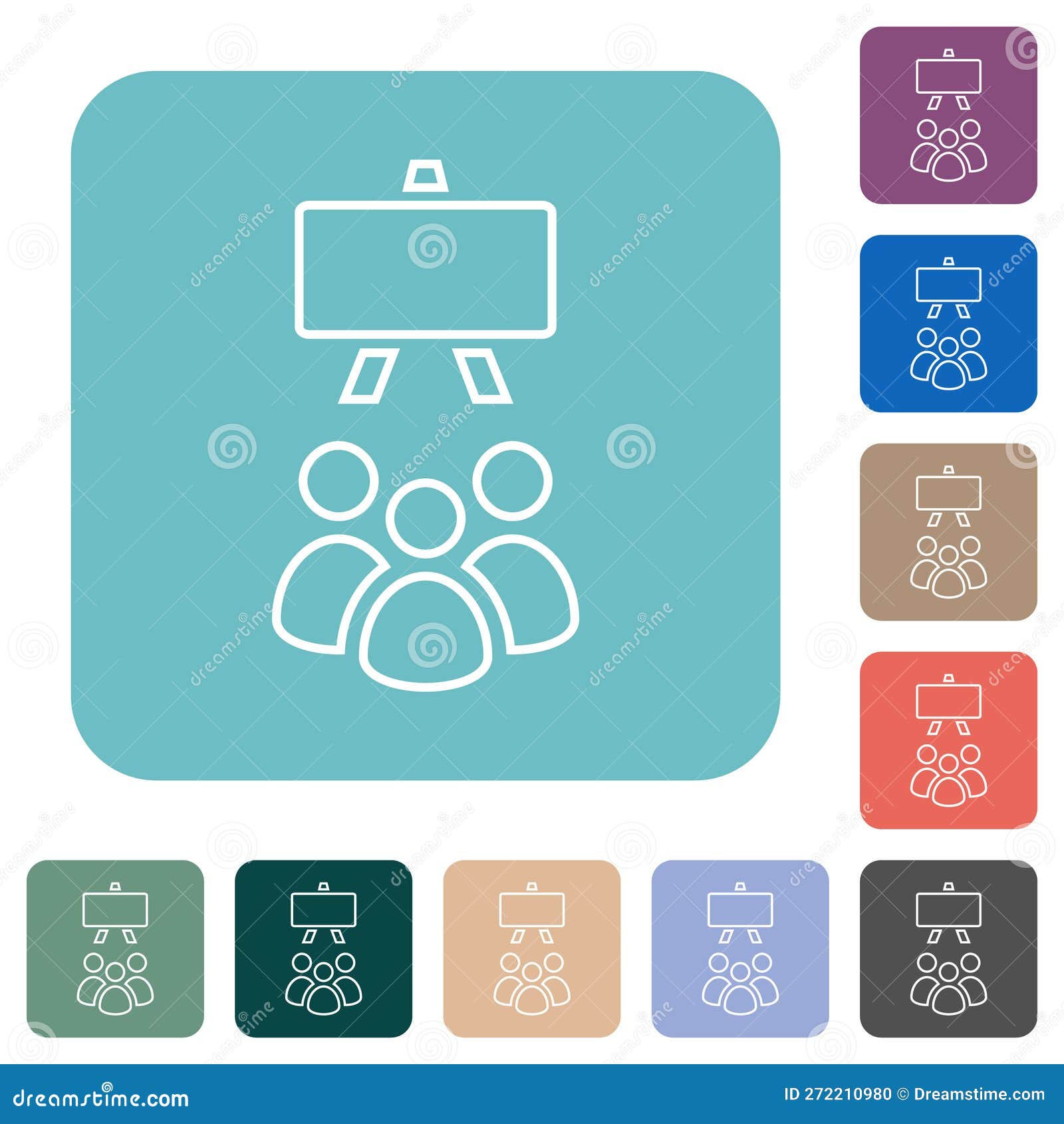 Classroom Outline Flat Icons With Outlines Vector Illustration ...