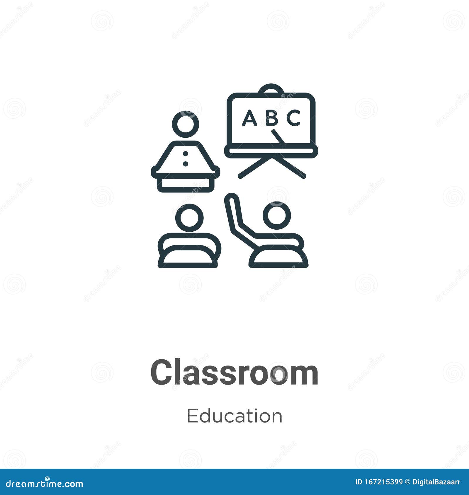 Classroom Outline Vector Icon. Thin Line Black Classroom Icon, Flat ...
