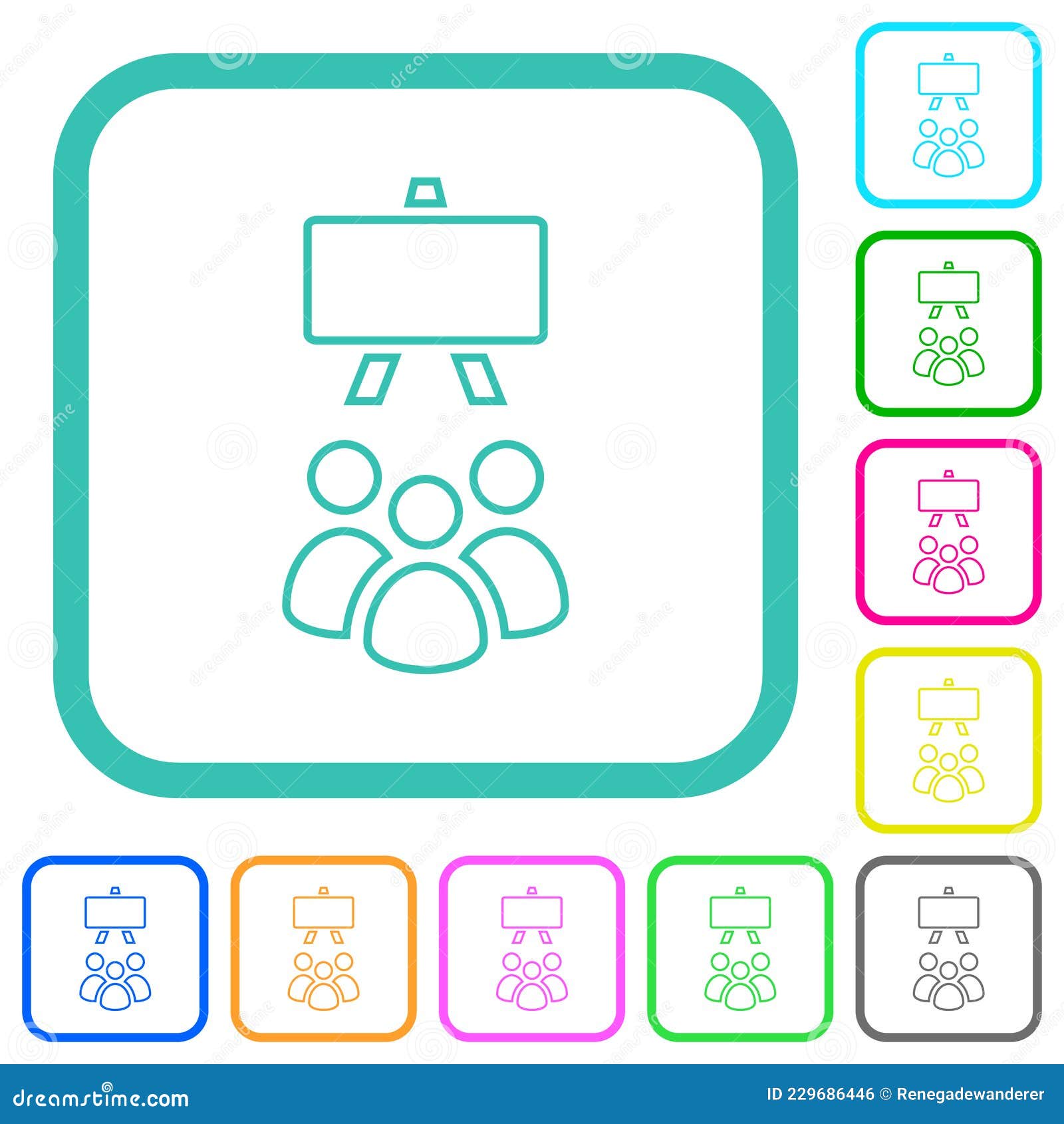 Classroom Outline Flat Icons With Outlines Vector Illustration ...