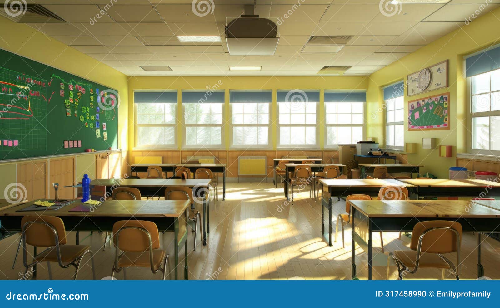 Classroom Filled with Desks and Chairs Stock Photo - Image of tutorial ...