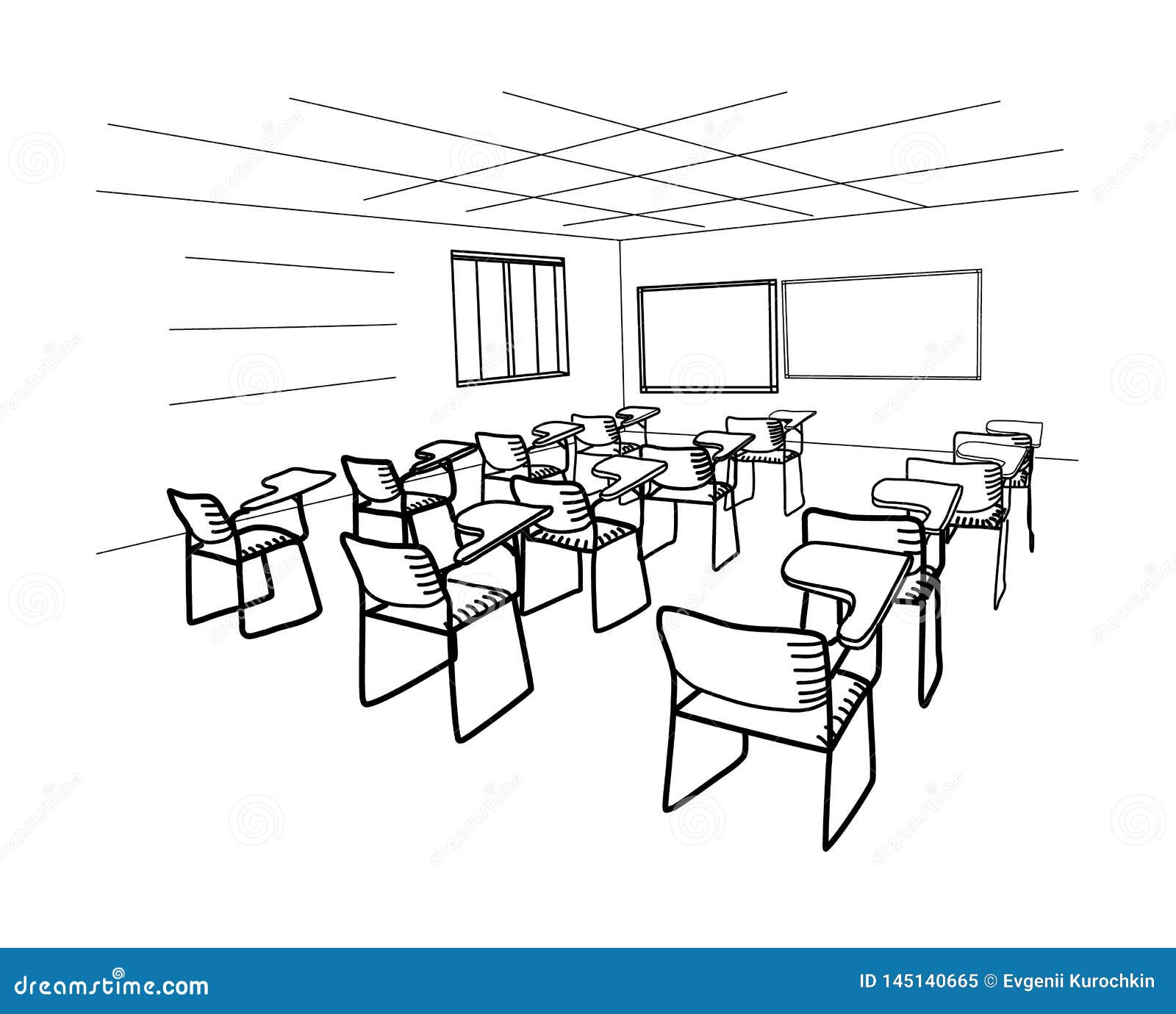 Classroom without people stock illustration. Illustration of interior ...
