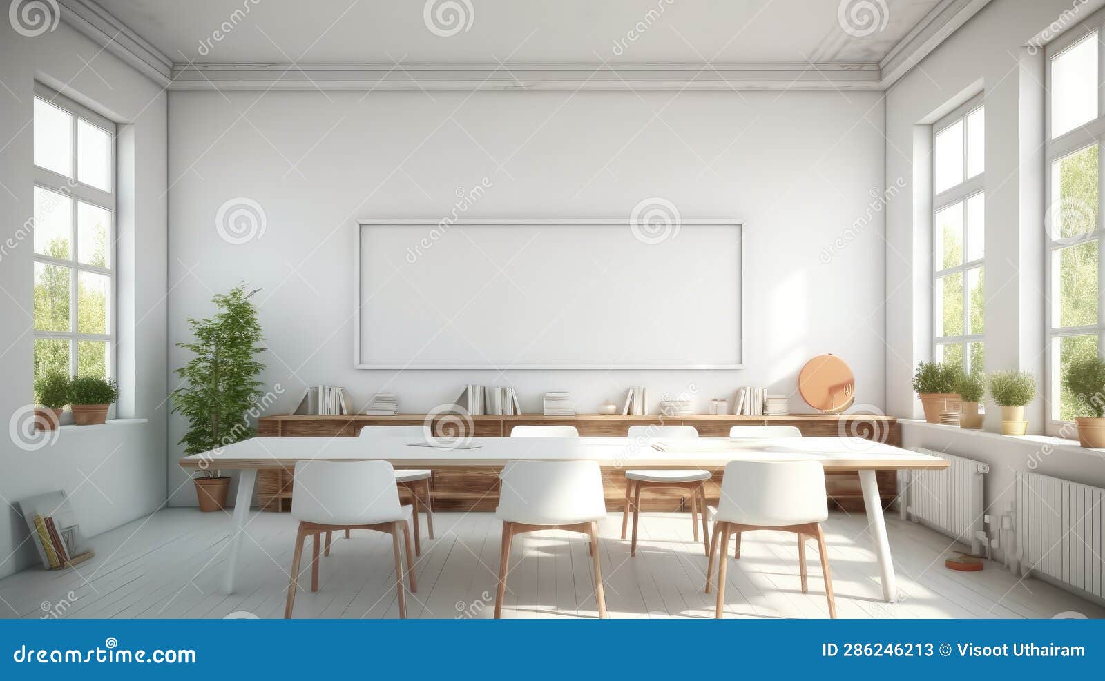 A Classroom or Presentation Room and White Chairs, Teaching Lesson ...