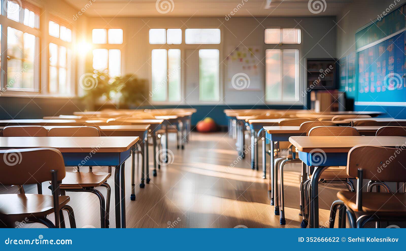 School Auditorium, Space with Chairs and Desks. Primary School ...