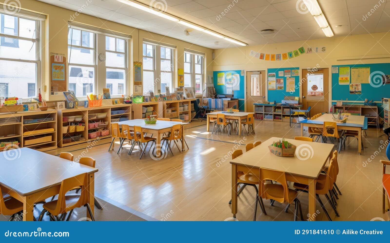 Classroom in a Public School Stock Illustration - Illustration of ...