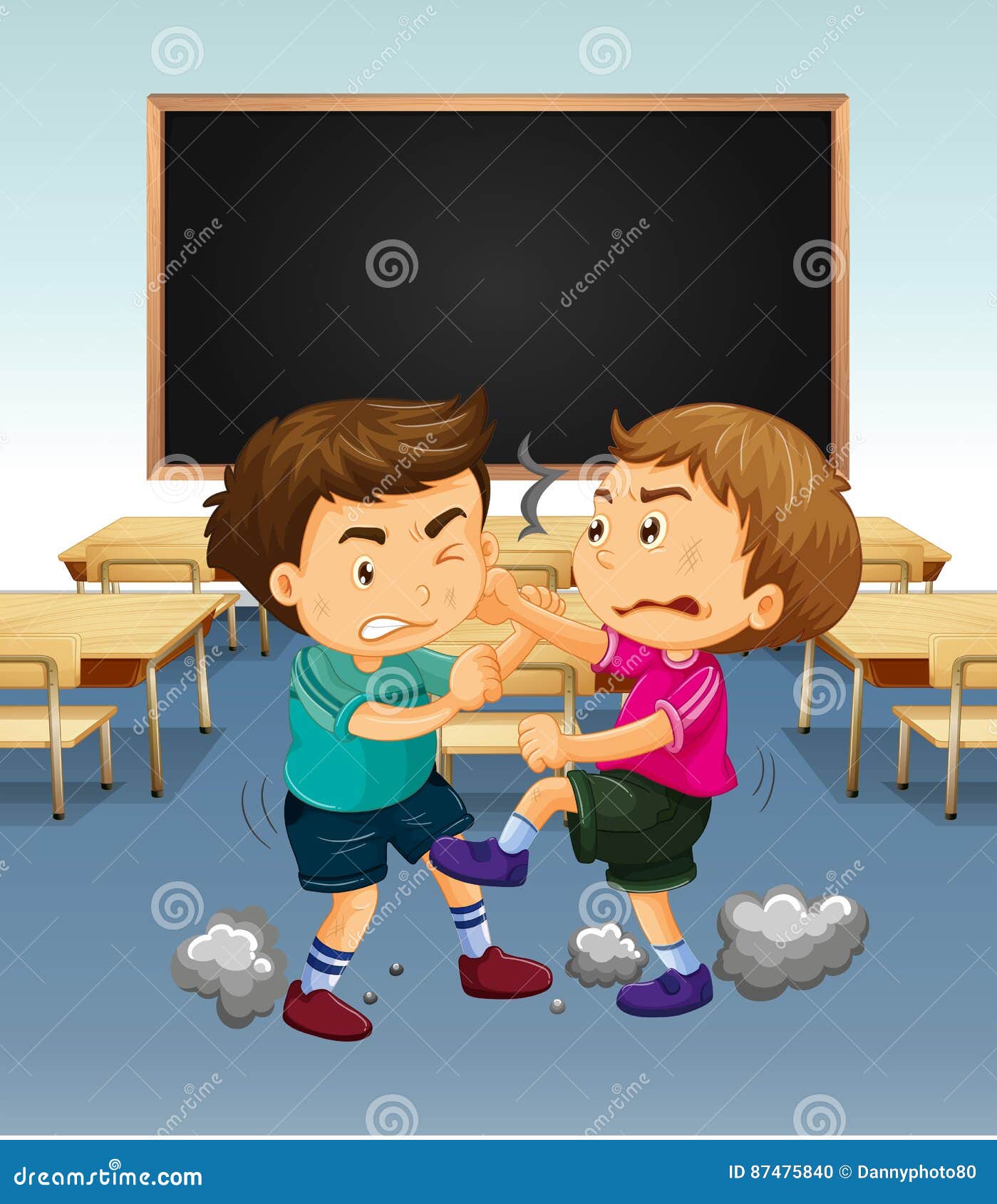 Classroom Scene with Boys Fighting Stock Vector - Illustration of ...