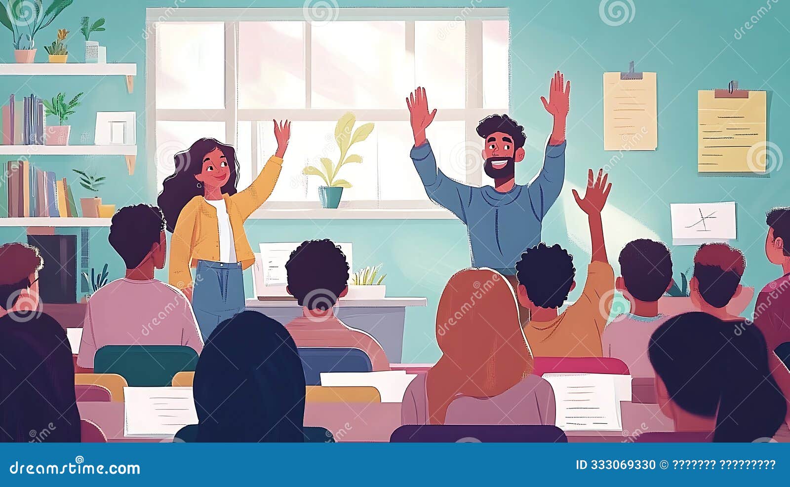 Classroom Scene with Diverse Students Actively Participating in a ...