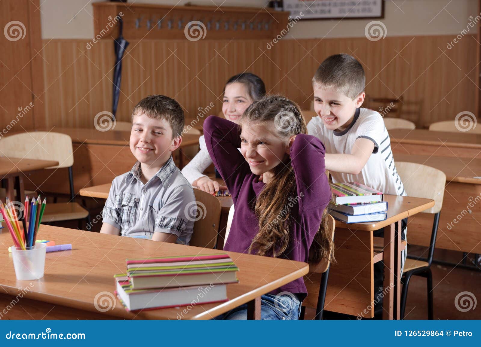 Classroom scene stock photo. Image of hair, female, class - 126529864