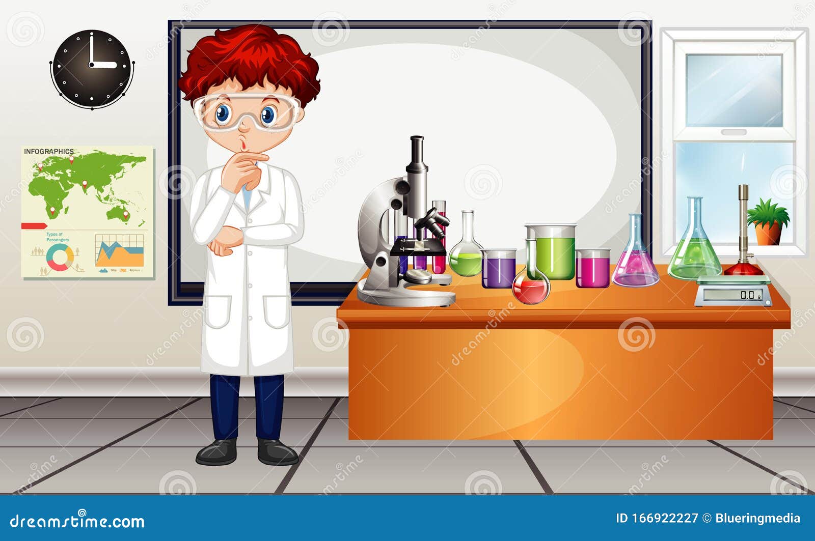 Classroom Scene with Science Teacher and Equipments in the Room Stock ...