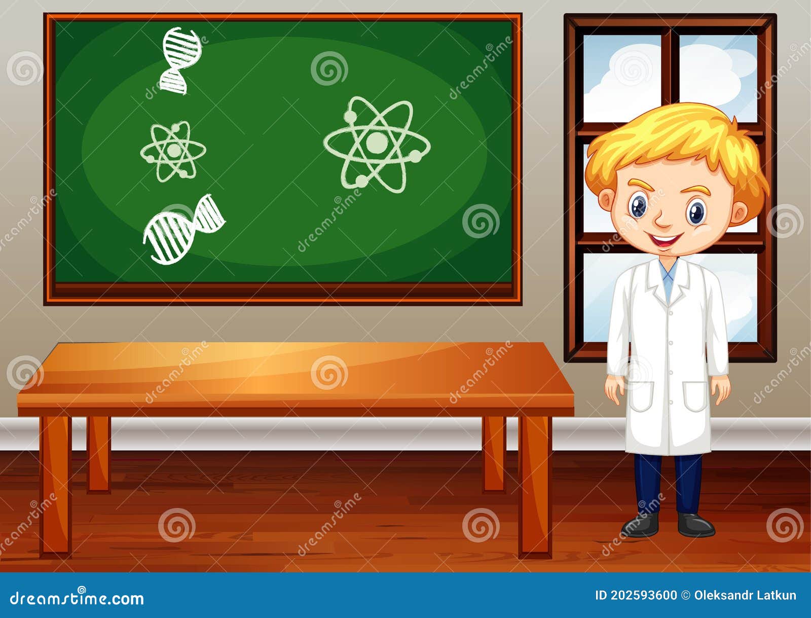 Classroom Scene with Science Teacher Inside Stock Vector - Illustration ...